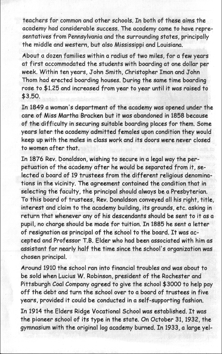 Elders Ridge Academy – Apollo Area Historical Society