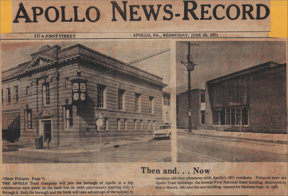HAPPY 150TH BIRTHDAY, APOLLO TRUST COMPANY! – Apollo Area Historical ...