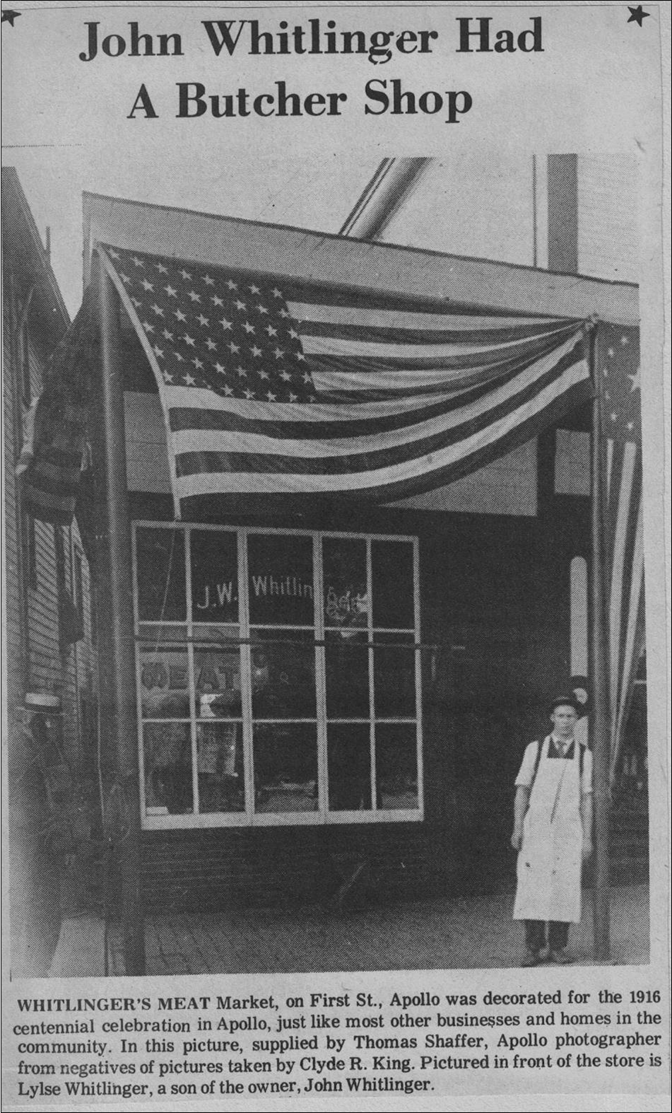 John Walter Whitlinger – Apollo Area Historical Society